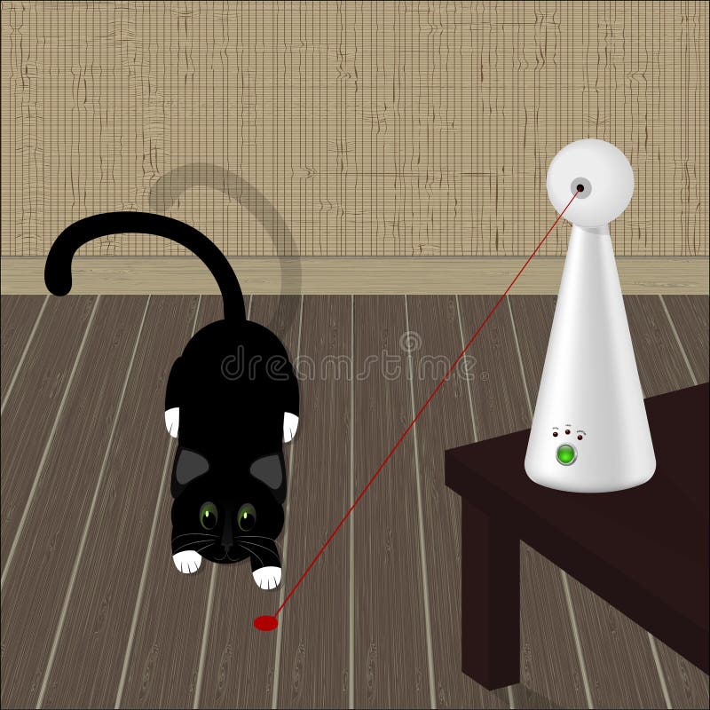 Interactive Laser Toy for Cats and a Cat Playing with a Laser Stock ...