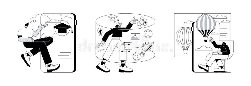 Interactive Learning Abstract Concept Vector Illustrations. Stock Illustration - Illustration of ...