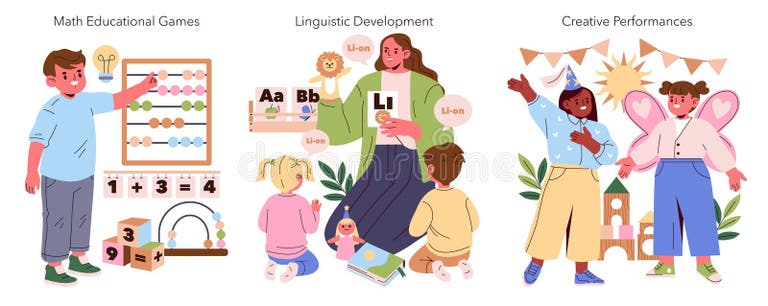 Interactive Learning Activities for Children Stock Vector ...