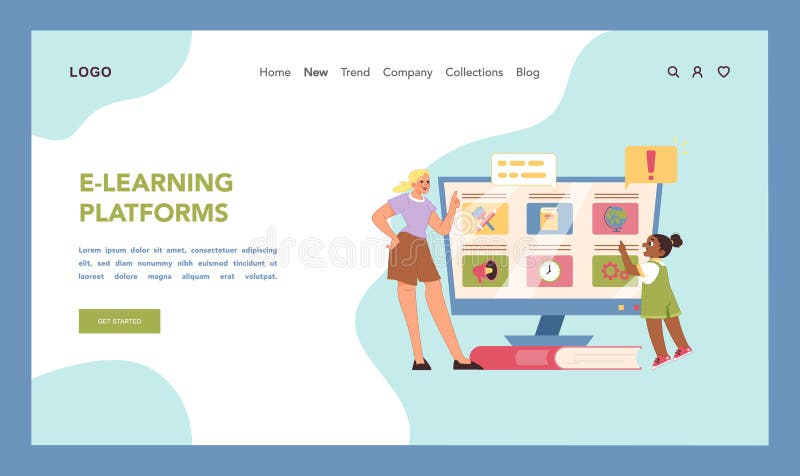 Interactive Learning Concept. Flat Vector Illustration Stock Vector ...