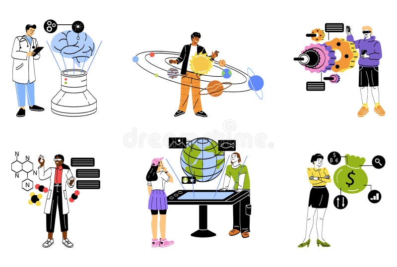 Interactive Learning Concept Stock Vector - Illustration of character ...