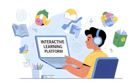 Interactive Learning Platform Stock Illustration - Illustration of face, advertising: 388370847