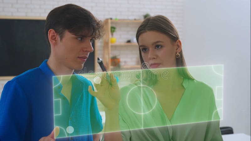 Interactive Learning: Students Engaging with Digital Infographics Stock ...