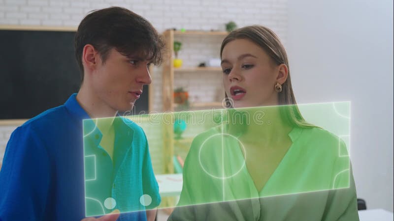 Interactive Learning: Students Engaging with Digital Infographics Stock ...