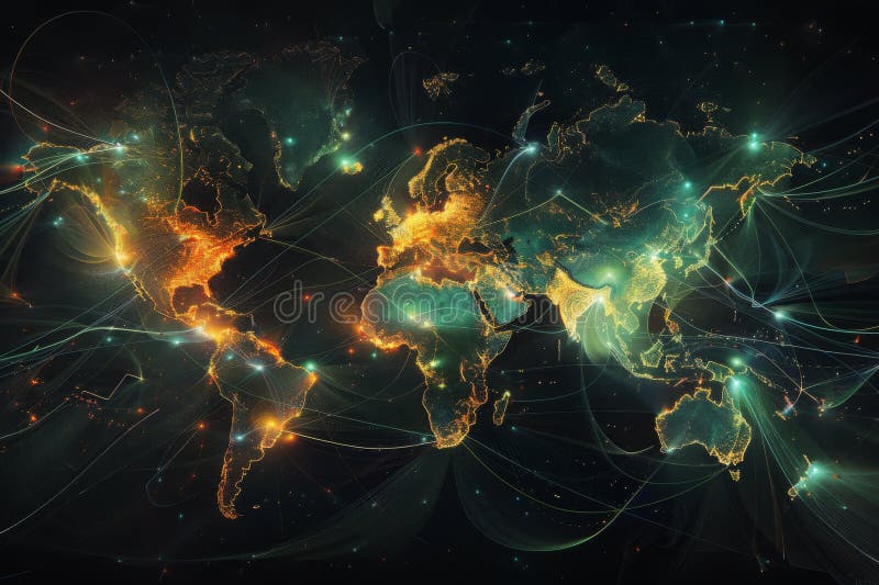 Global Internet Usage Map stock illustration. Illustration of ...