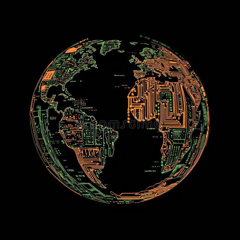 An Interactive Map of the World with Circuit Patterns, Representing ...