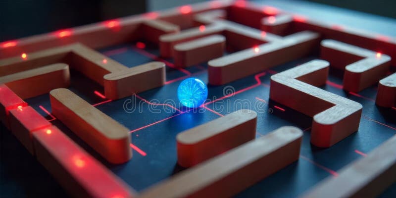 Interactive Maze Game with Illuminated Paths and a Glowing Marble in ...