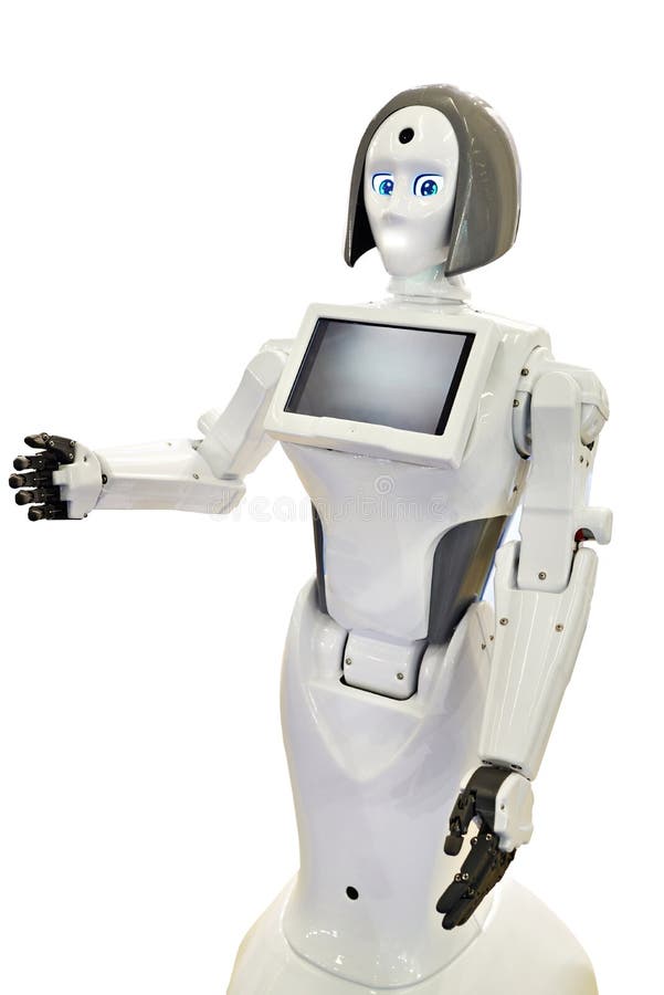 Interactive Mobile Robot Promoter Isolated Stock Photo - Image of ...