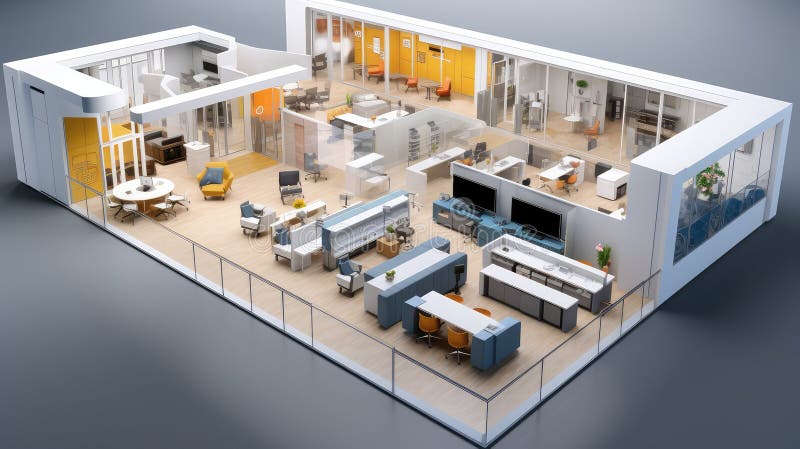 Interactive Office Floorplan Stock Illustration - Illustration of ...