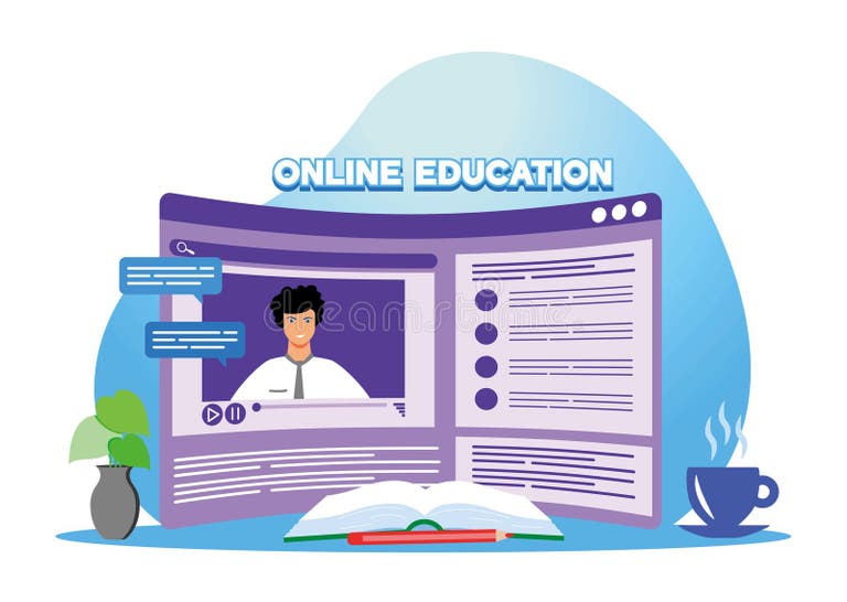 Interactive Online Education Concept with Digital Learning Platform and Resources. Stock Vector ...