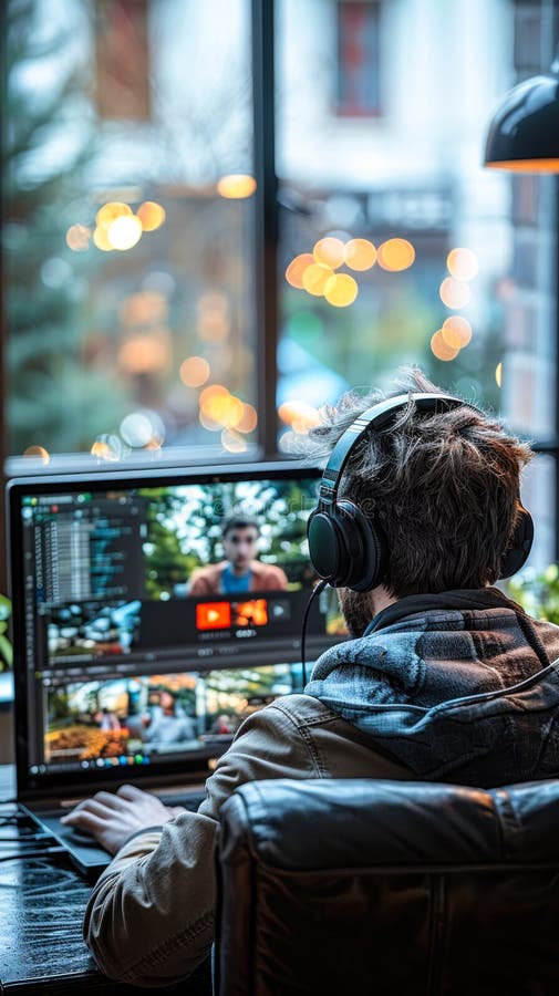 Interactive Online Video Player Interface on Laptop Screen with Play ...