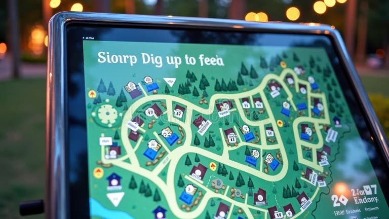 Interactive Park Map Display with Cartoon Graphics in Outdoor Setting ...