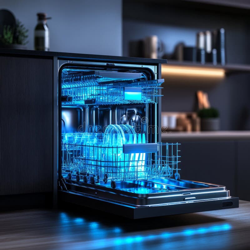 Interactive Photo of Smart Dishwasher Showcasing Wash Programs and ...