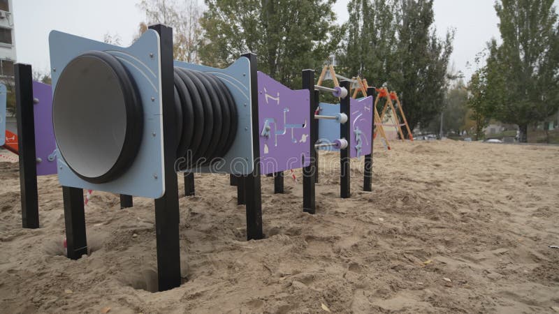 Interactive Playset Features Tunnels with Activity Boards Stock Video ...