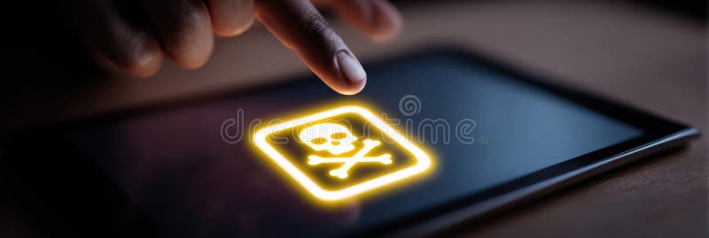 Interactive Poison Prevention App Icon Illuminated on Tablet Screen ...