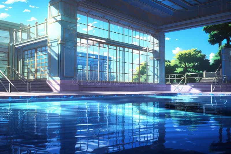 Interactive Pool Indoor Anime Visual Novel Game. Generate Ai Stock ...