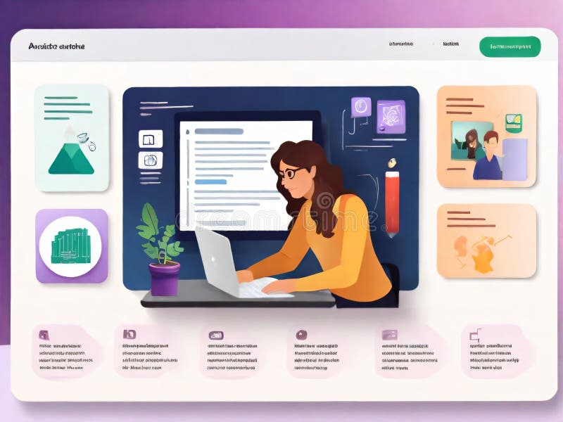 Interactive Learning Course Modules and Quizzes Stock Illustration ...