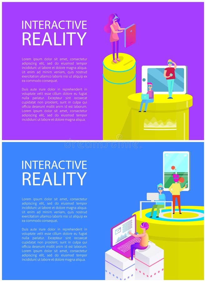Interactive Reality People Set Vector Illustration Stock Vector ...
