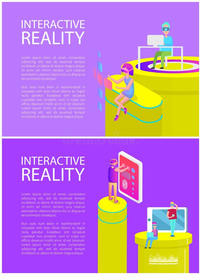 Interactive Reality Set Poster Vector Illustration Stock Vector ...