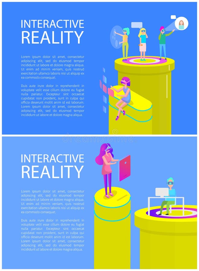 Interactive Reality Woman Set Vector Illustration Stock Vector ...