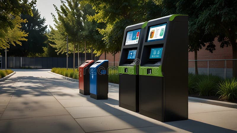 Interactive Recycling Stations with Touchscreens and AI Guidance Stock ...