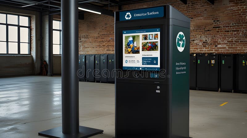 Interactive Recycling Stations with Touchscreens and AI Guidance Stock ...
