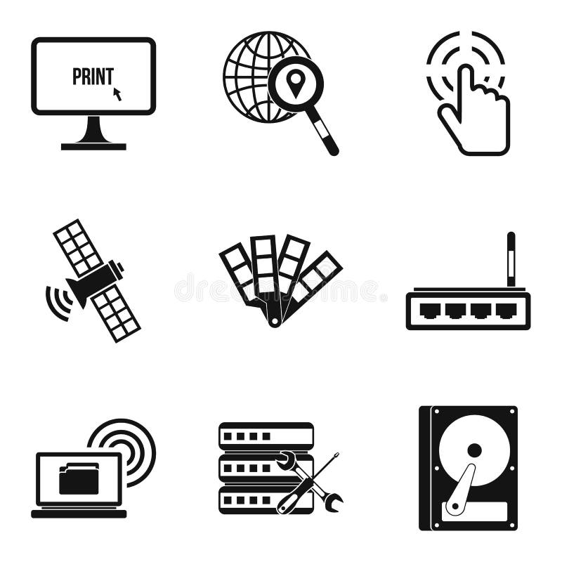 Interactive Resources Icons Set, Simple Style Stock Illustration ...