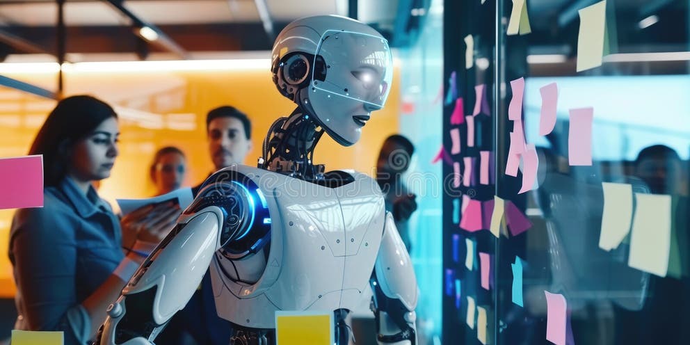 Interactive Robot Engaging with Human Colleagues AIG41 Stock Image ...