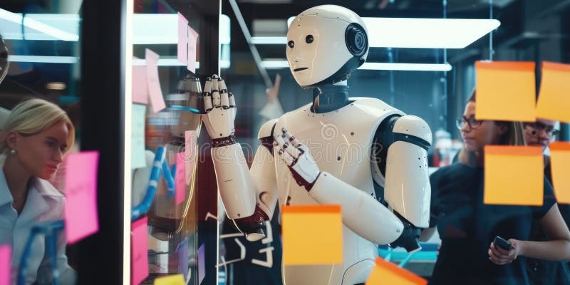 Interactive Robot Engaging with Human Colleagues AIG41 Stock Photo ...