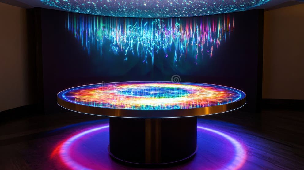 Interactive Round Table Displaying Futuristic Data Visualization in ...