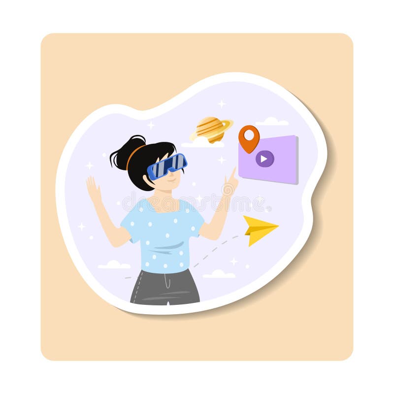 Interactive Simulations Sticker Illustration. Cyberspace. Metaverse ...