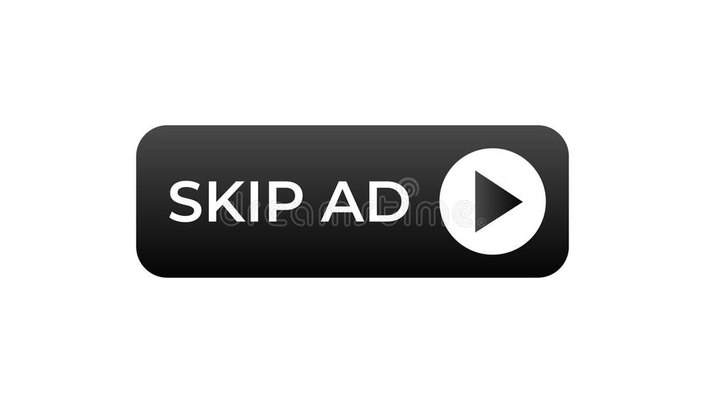 Interactive Skip Ad Button with Play Icon for Video Playback Stock ...