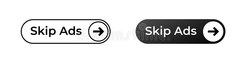Interactive Skip Ads Buttons with Arrow Symbols for Digital Media ...