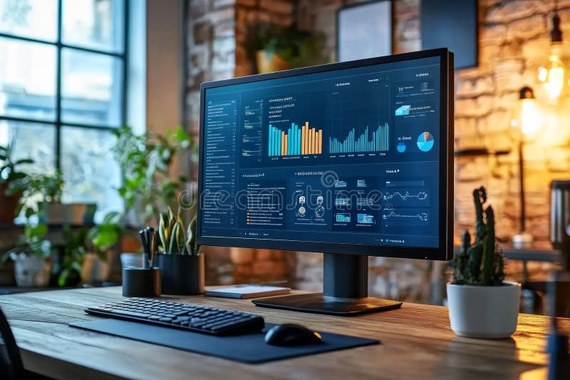 Interactive Smart Desk in a Vibrant Productivity Hub with Inspiring ...