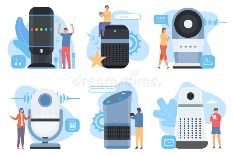 Interactive Smart Speaker, Wireless Voice Command Device. People Use ...