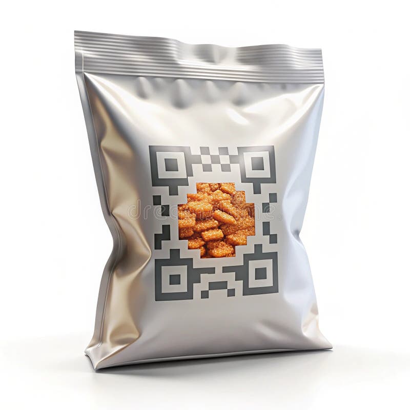 QR Code Activated Snack Bag with AR Game Feature Stock Illustration ...