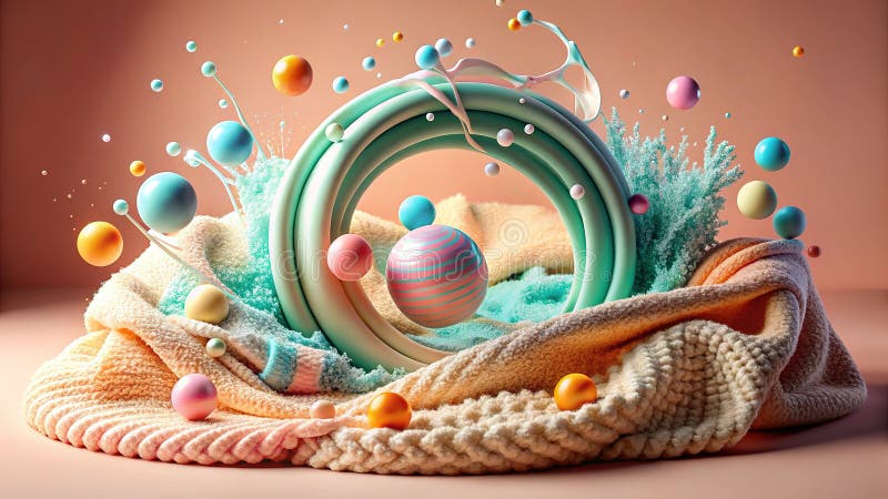 Interactive Splash Glow Toys a Circular Design on a Faded Peach Blanket Dynamic Illustration ...