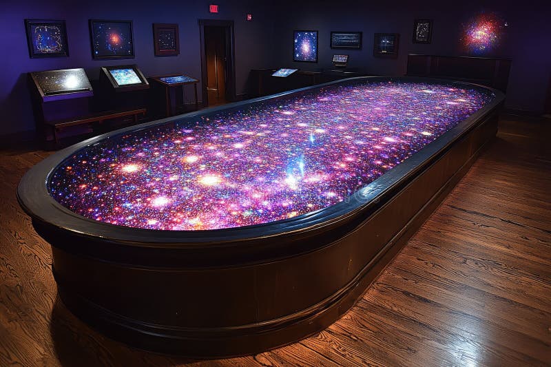 Interactive Starry Night Galaxy Table Display in Museum Stock Illustration - Illustration of ...