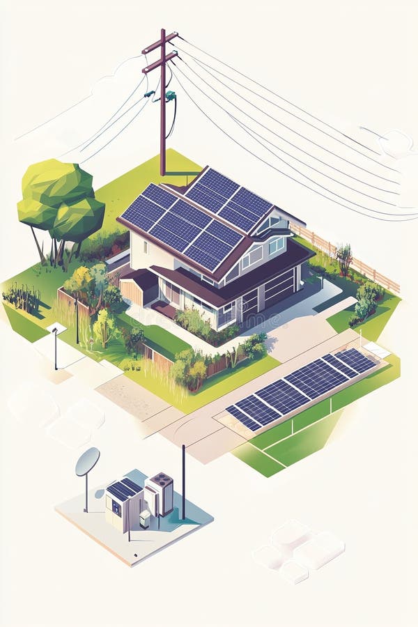 Interactive-style Infographic of a Solar Home Setup with Energy Storage ...