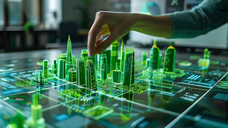 Interactive Technology for Urban Planning: Futuristic City Model Stock ...