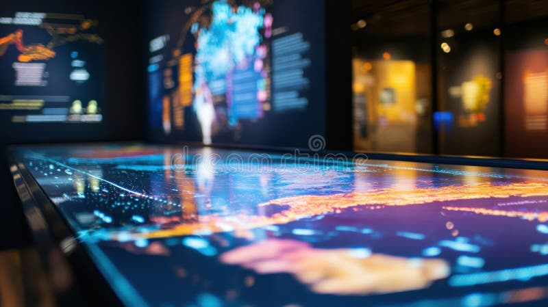 Interactive Touchscreen Displaying Global Map Data in Modern Museum ...