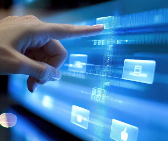 Interactive Touchscreen Interface Technology Stock Illustration - Illustration of connectivity ...