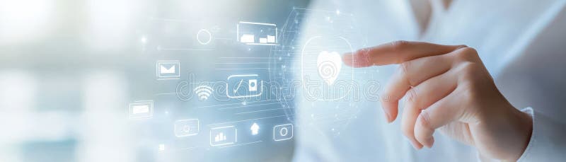 Interactive Touchscreen Technology, Finger Navigating a Vibrant Digital ...