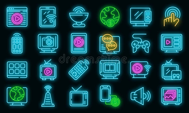 Neon Tv Icons Stock Illustrations – 461 Neon Tv Icons Stock ...