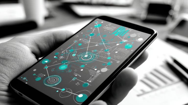 Interactive User Interface Concept Displayed on Smartphone Held in Hand ...