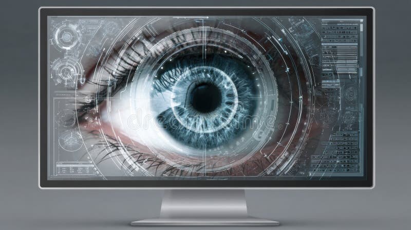 Virtual Eye Exam Interface Displayed on Computer Screen with Futuristic ...