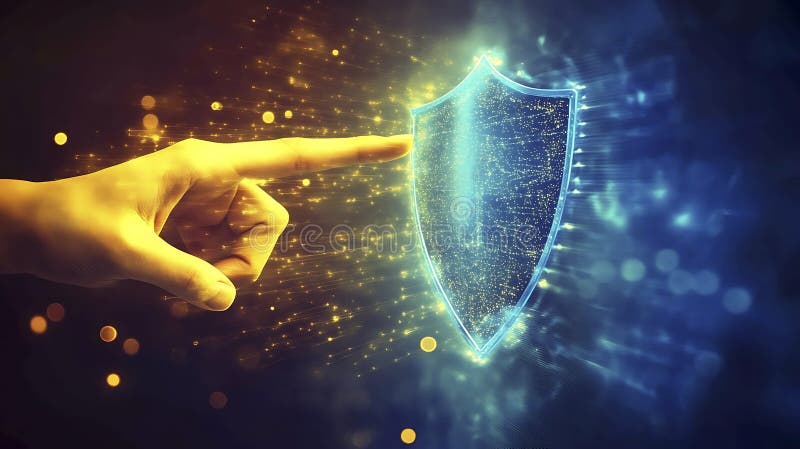 Interactive Virtual Shield Symbolizing Secure Data Access and Internet ...