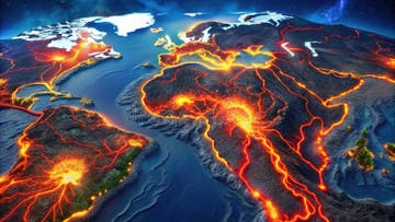 Interactive World Map of the Pacific Ring of Fire Volcanoes Tectonic ...