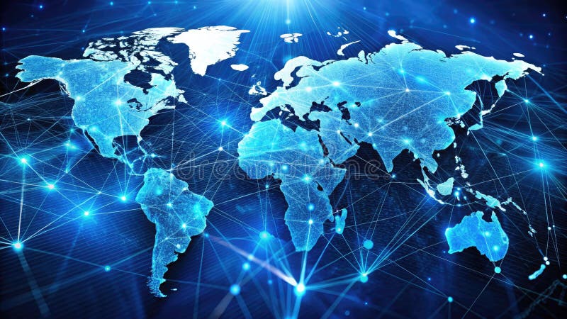 Interactive World Map Visualizes Global Internet Connectivity a Glowing ...