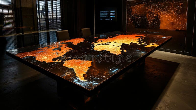 Interactive World Map Workspace Showcase Modern Office Digital Display ...